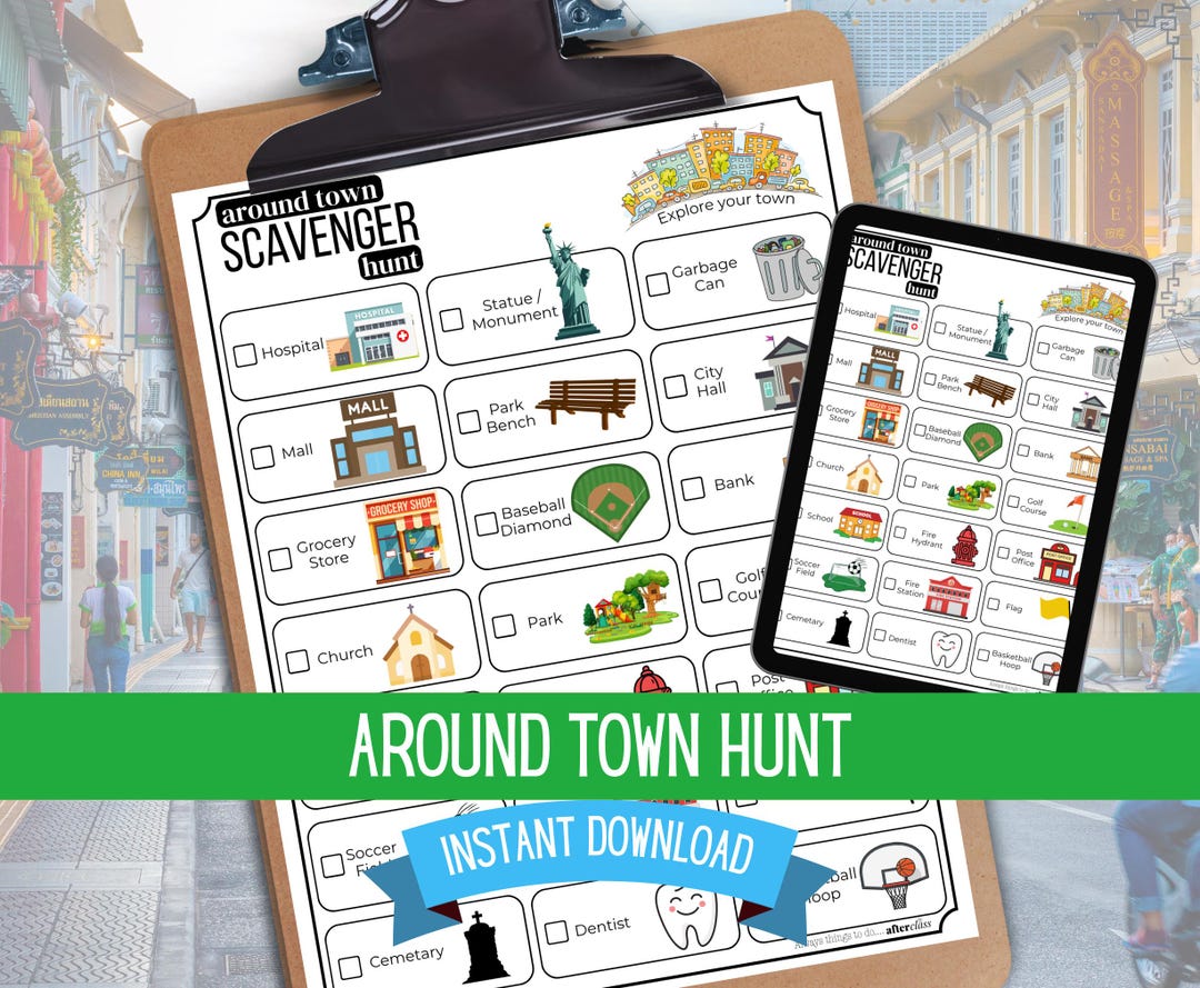 Printable Around the Town Scavenger Hunt | Outdoor Neighborhood Game ...