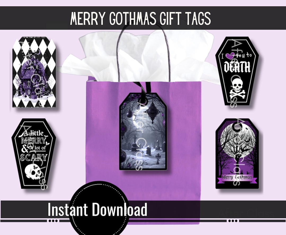 Printable Goth Christmas Gift Tags – Spooky Xmas, Instant Download (PDF ...