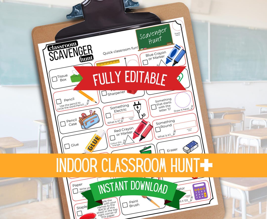 Editable Classroom Scavenger Hunt: Printable School Game (PDF) - Etsy UK