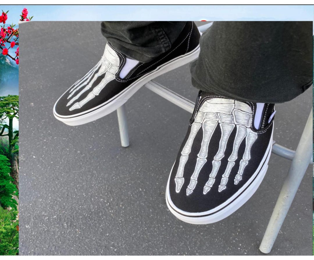 Skeleton Boney Feet Custom Vans Slip on Shoes - Etsy