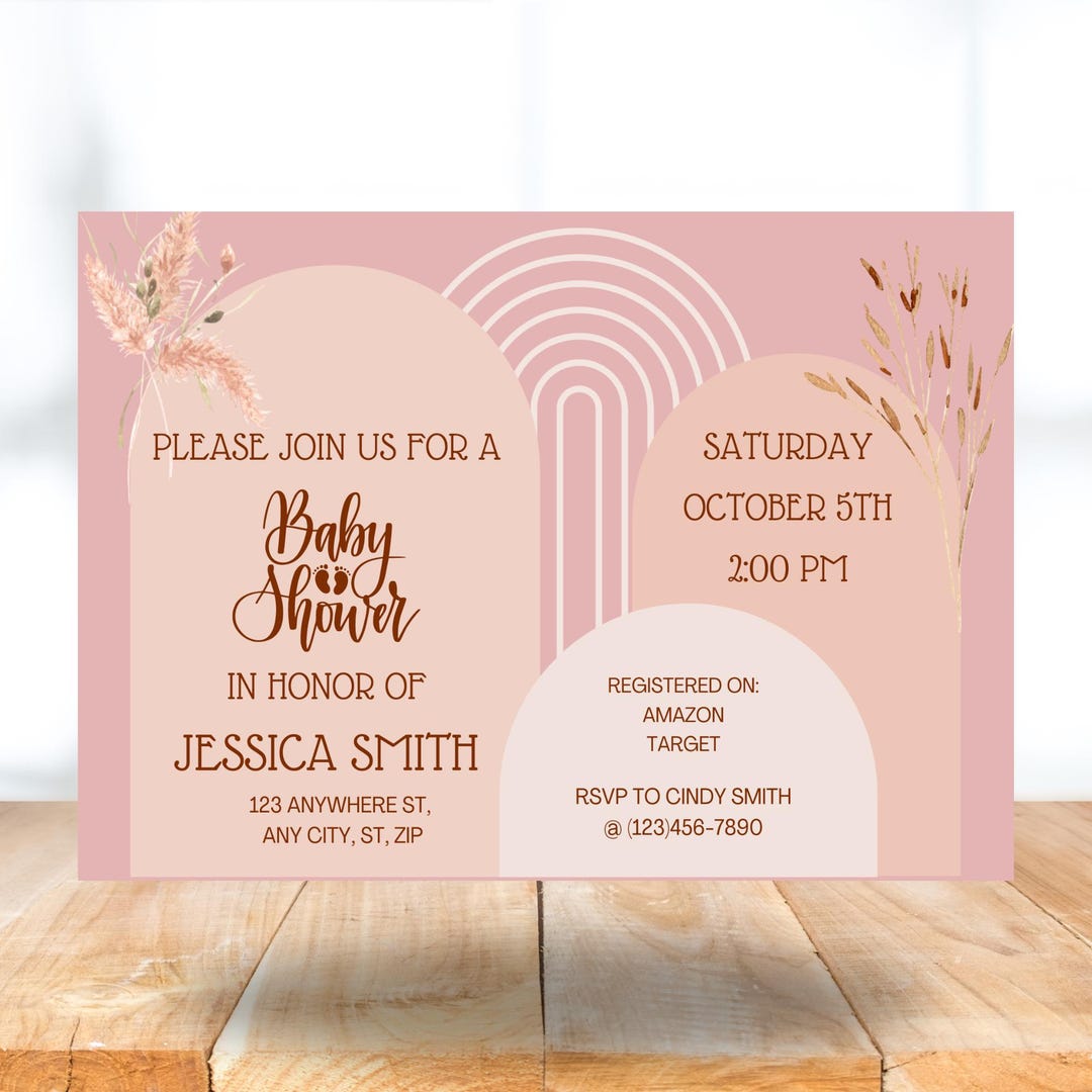 Dusty Pink, Baby Invitation, Mauve Baby Shower, Baby Supplies, Editable ...