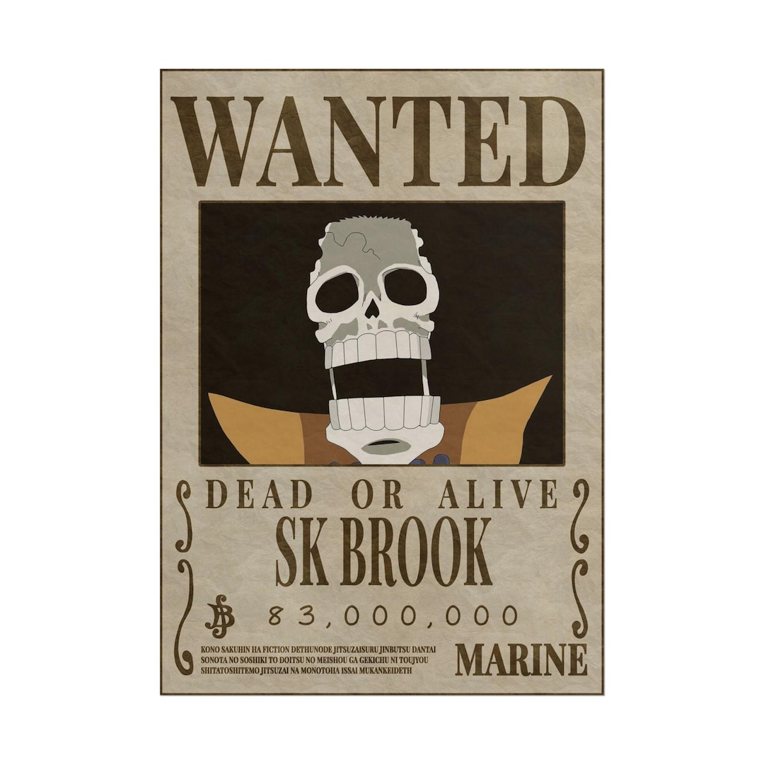 One Piece SK Brook Wanted Poster - Etsy
