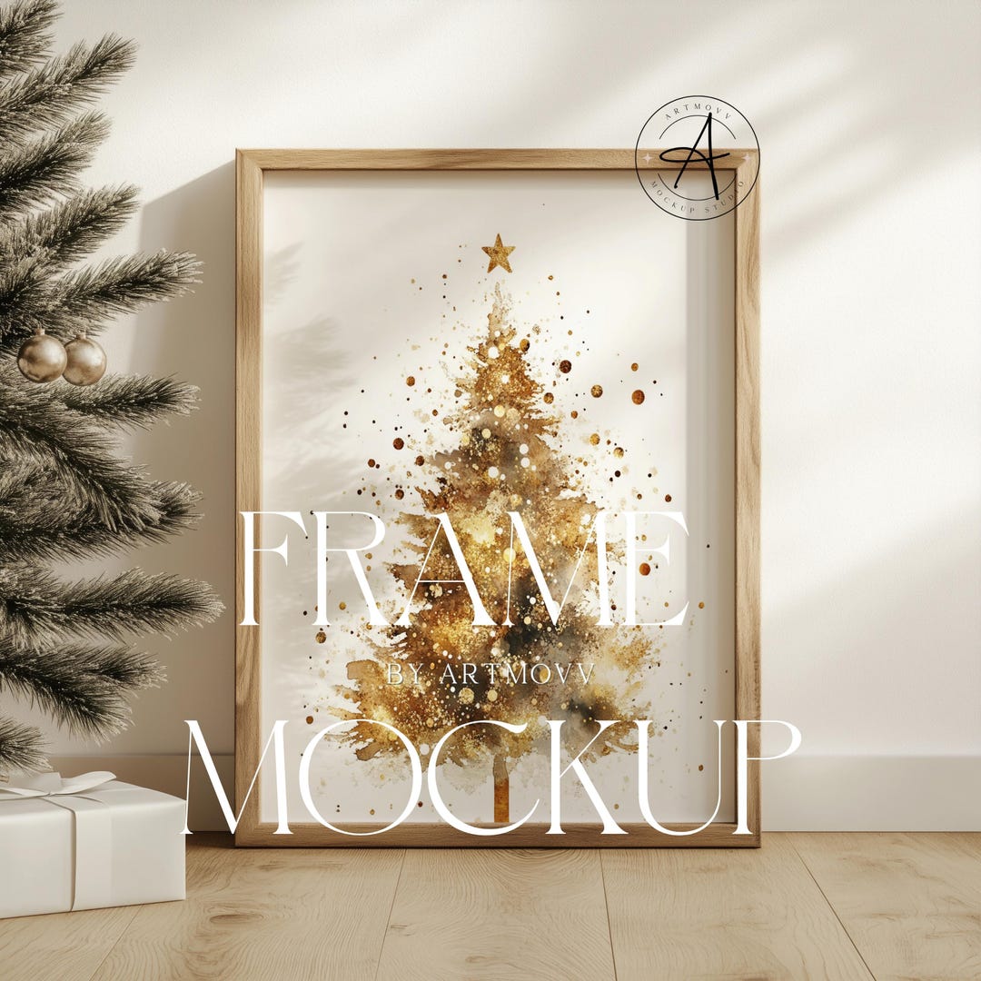 Festive Mockup, Frame Mockup Christmas, DIN A Ratio, Wood Frame, PSD ...