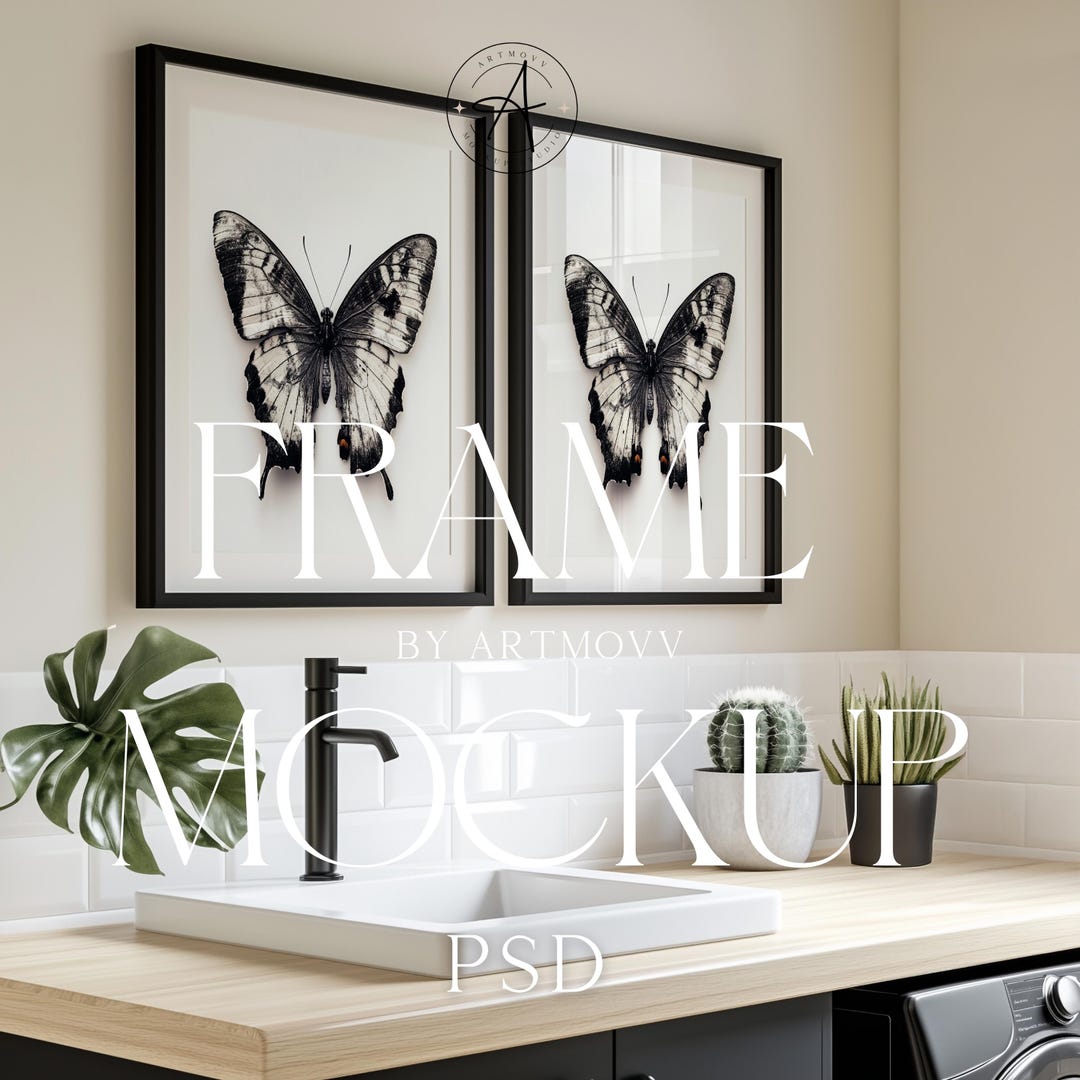 Set of 2 Laundry Room Mockup Frames, Laundry Room Interior, Mockup for ...