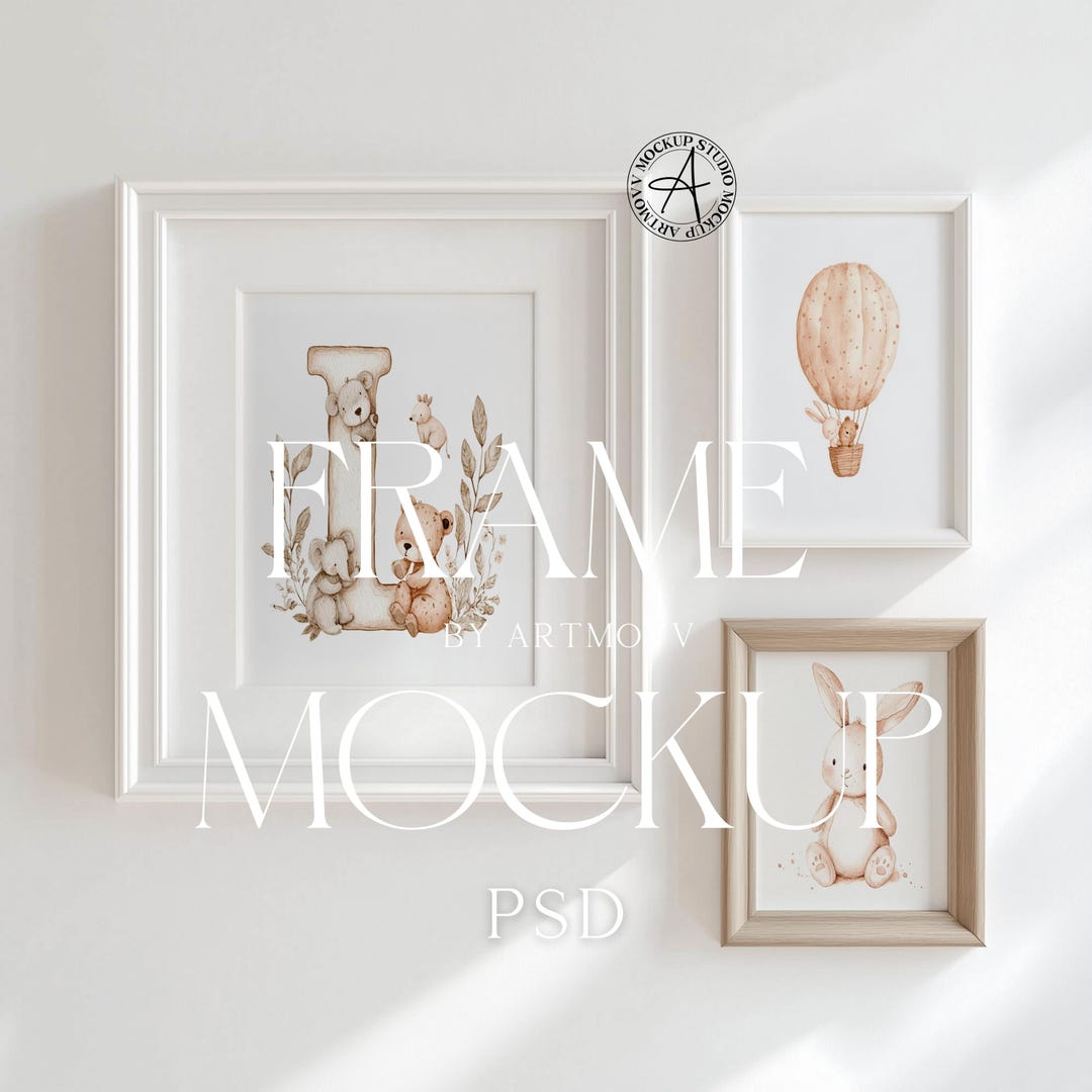 3 Frame Mockup, Gallery Wall Mockup, Poster Mockup, Boho Mockup ...