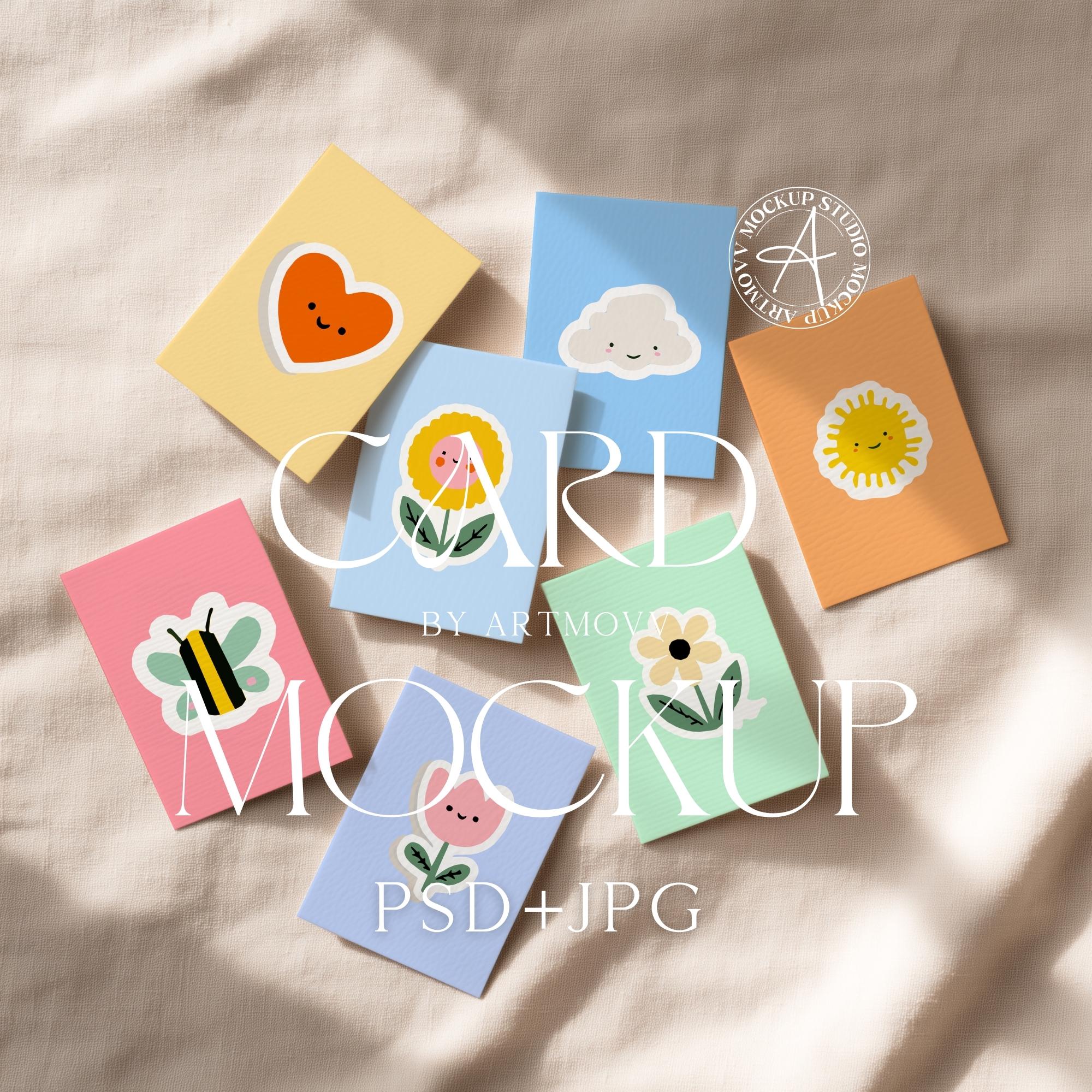 Affirmation Cards Mockup, Education Nursery Card Template, Smart Object ...