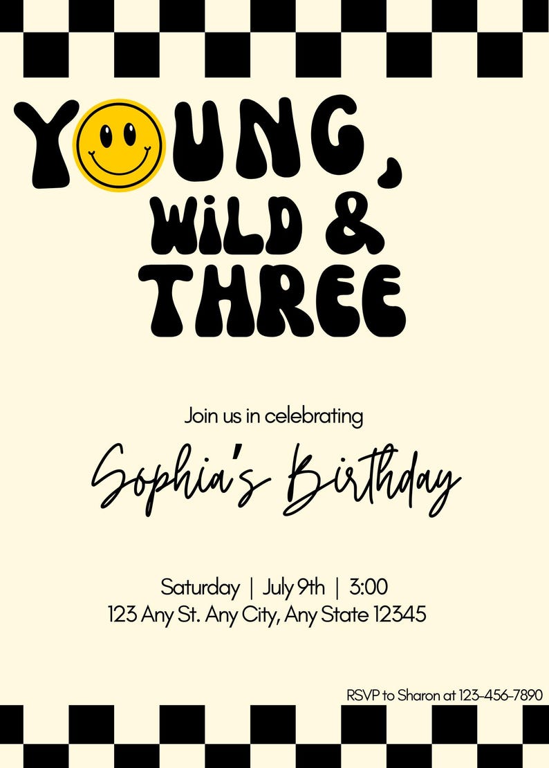 3rd Birthday, Third Birthday Party Theme, 3rd Bday, Text Invitation ...