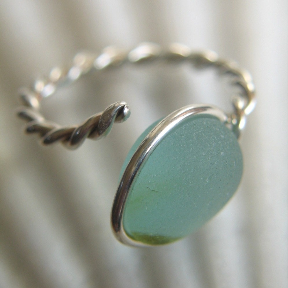 Natural Sea Glass Sterling Silver Ring Seafoam Glow US 6 321 - Etsy