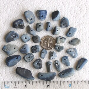 32 Slag Sea Glass Beads Drilled 1.5mm Holes Natural Surf Tumbled ...
