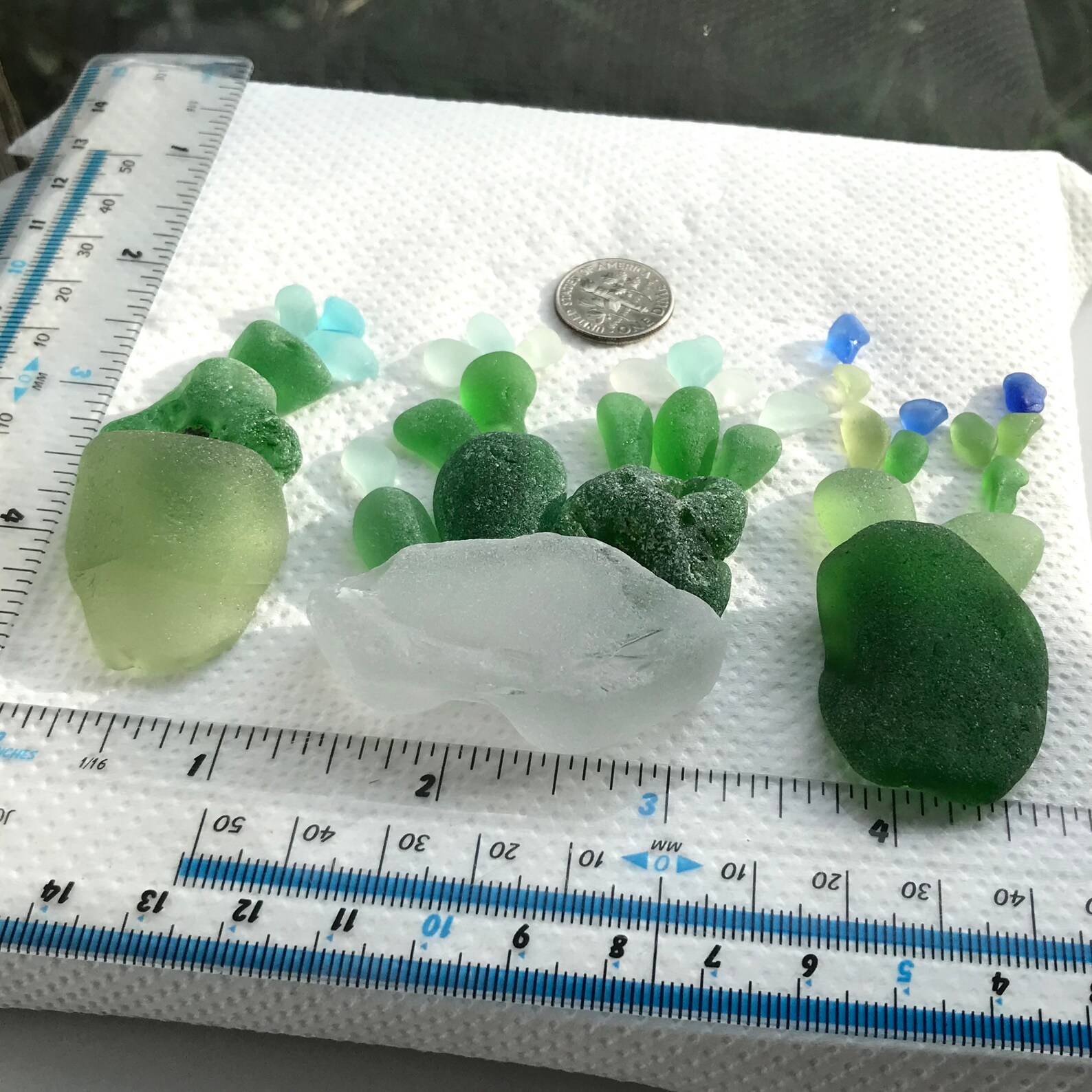 Large Sea Glass Cactus Plants Natural Surf Tumbled Beach Glass Art ...