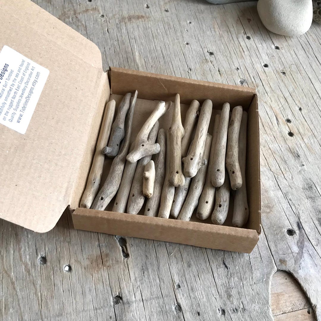 19 Driftwood Sticks Beads Top Drilled 1.5mm Holes Jewellery Making ...