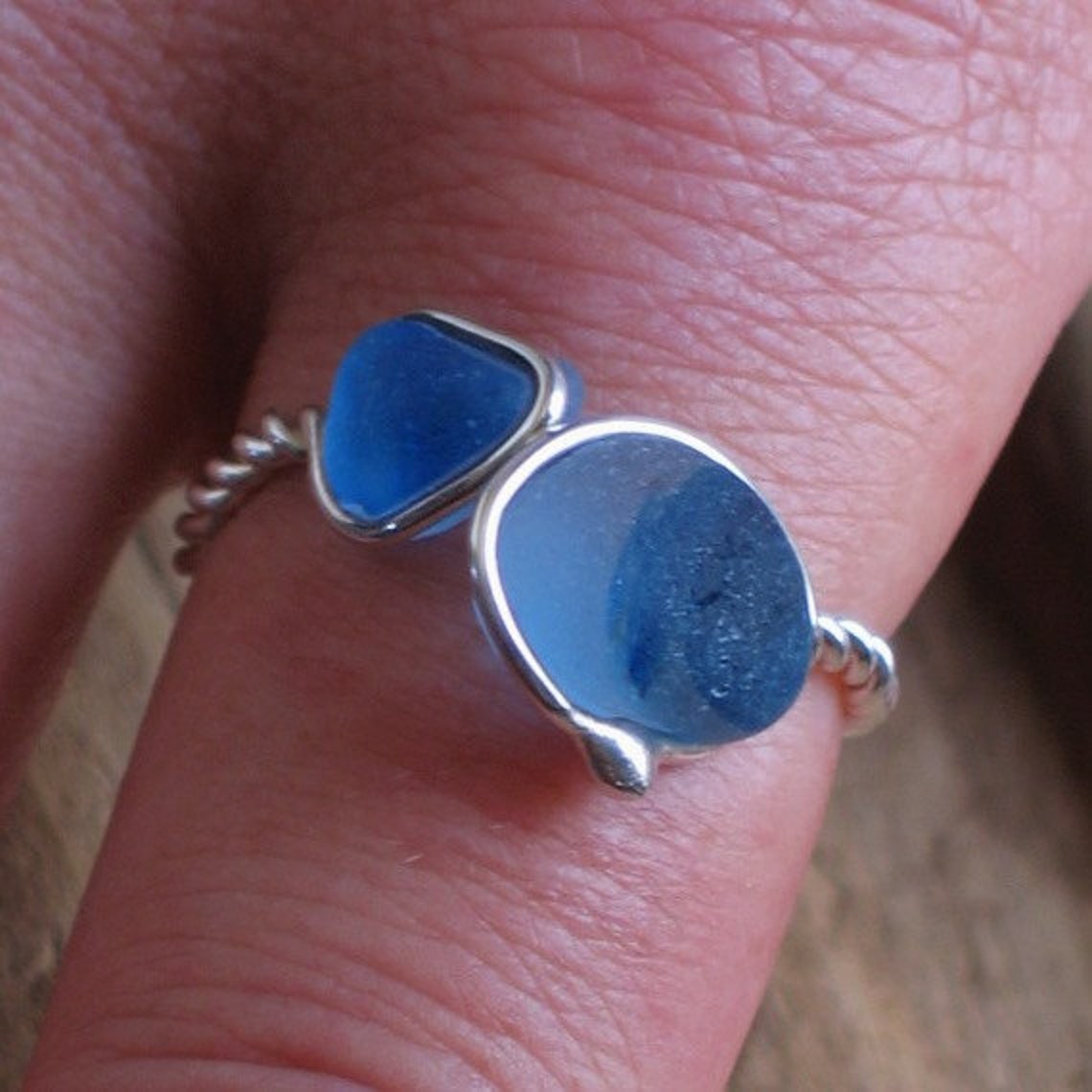 Natural Sea Glass Sterling Silver Ring Rare Royal Blue - Etsy