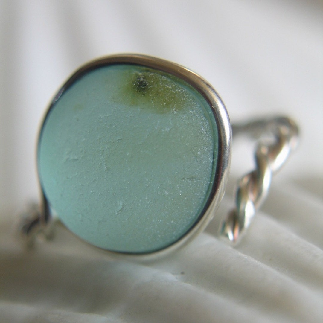 Natural Sea Glass Sterling Silver Ring Seafoam Glow US 6 321 - Etsy