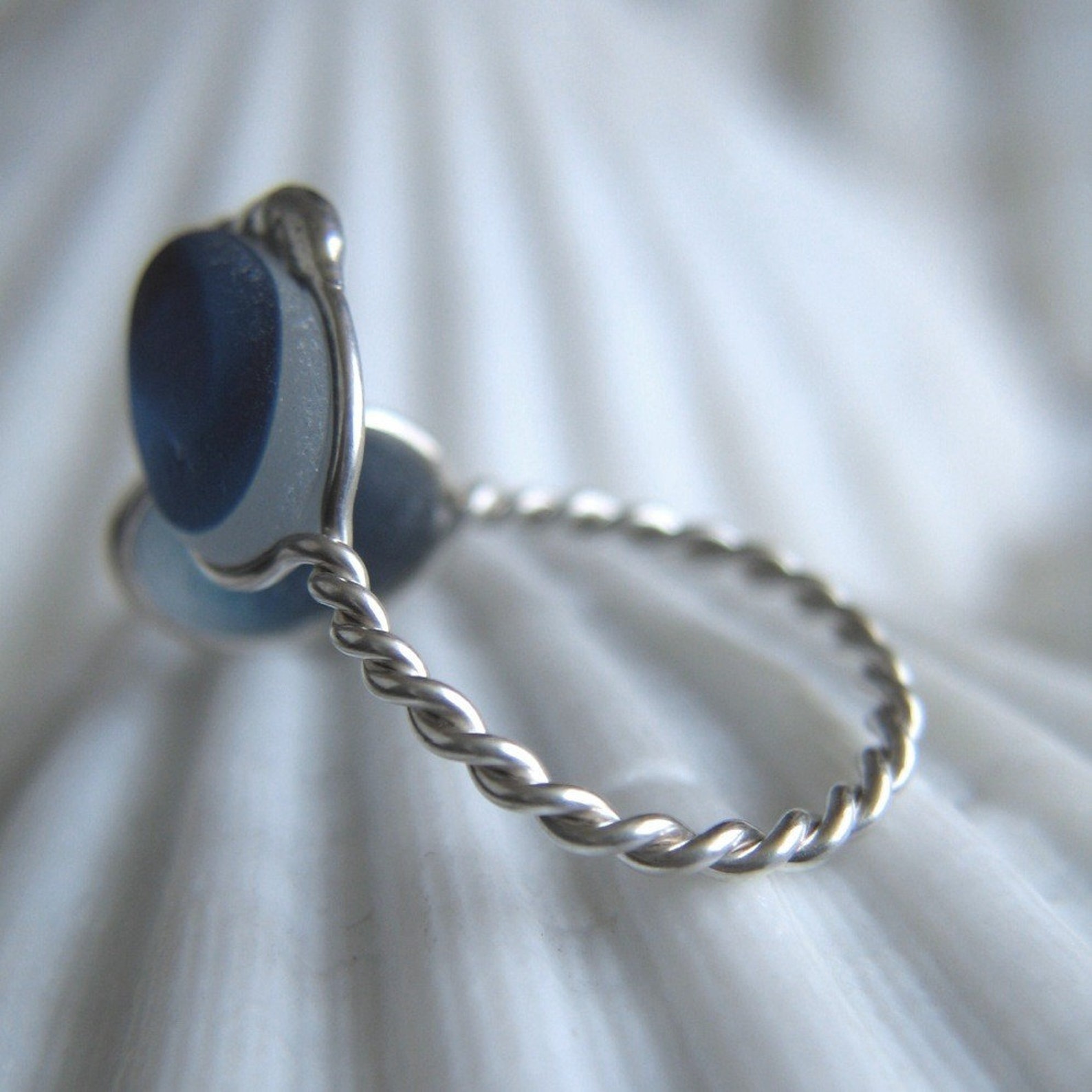 Natural Sea Glass Sterling Silver Ring Multicolor Blue US 12 - Etsy