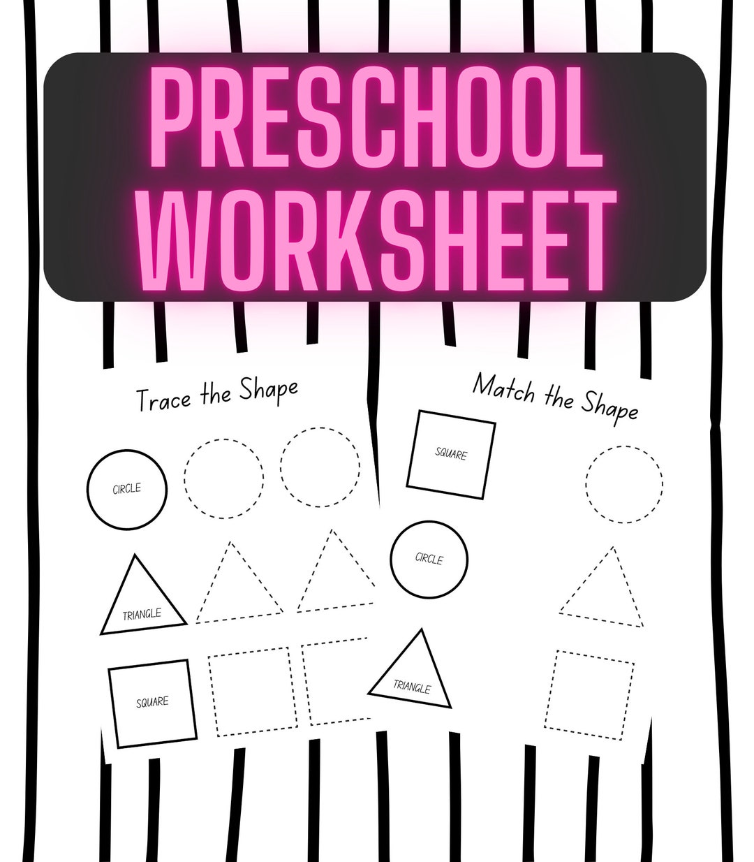 Trace the Shape, Match the Shape, Printable Educational Worksheets ...