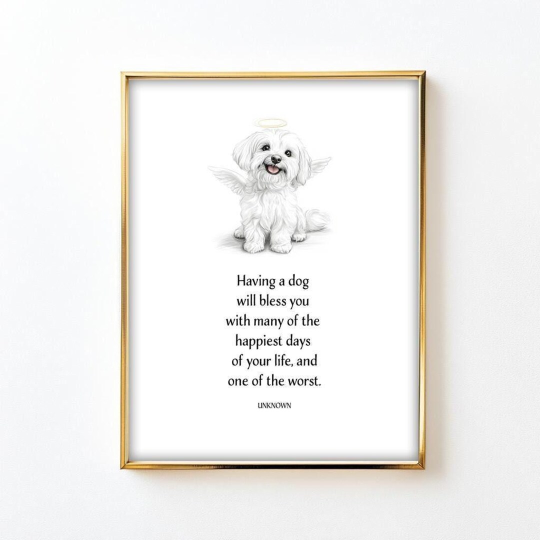 Maltese Memorial Art Digital Download Pet Portrait Line Drawing Dog ...