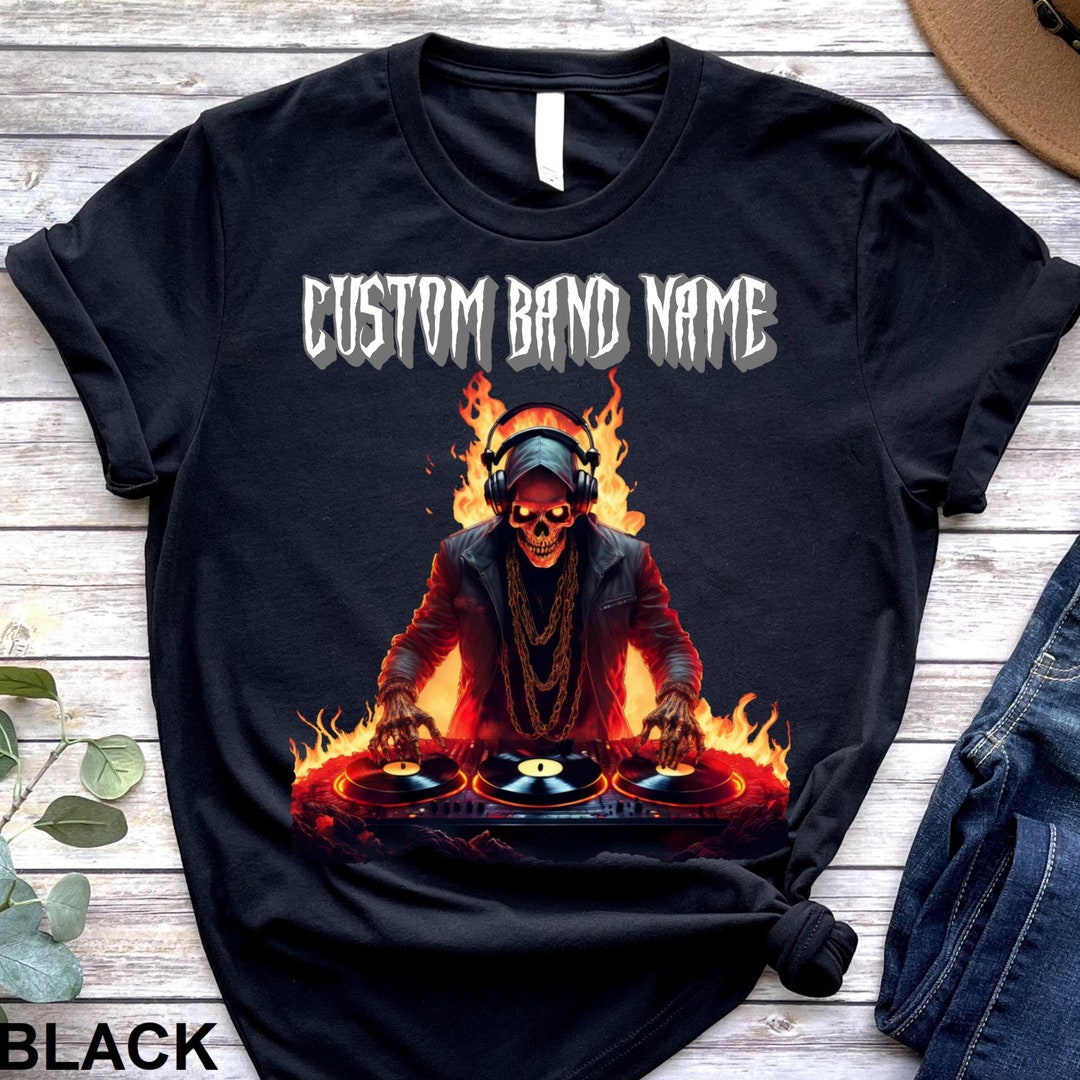 Custom Unisex DJ Skeleton Shirt, Personalized Band Name Tee, Perfect ...