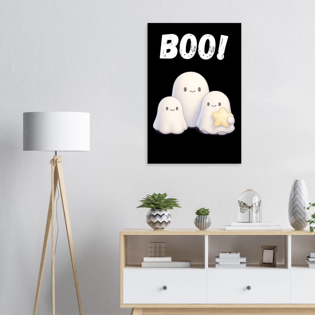 Cute Plush Ghost Poster Cosy Kawaii Ghost Family Minimal Spooky ...