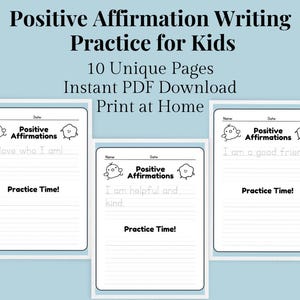 Positive Affirmations for Kids – Writing Practice Worksheets – 10 ...