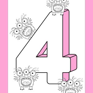 Number Monsters Coloring Pages for Kids - Numbers 1-9 - Educational and ...