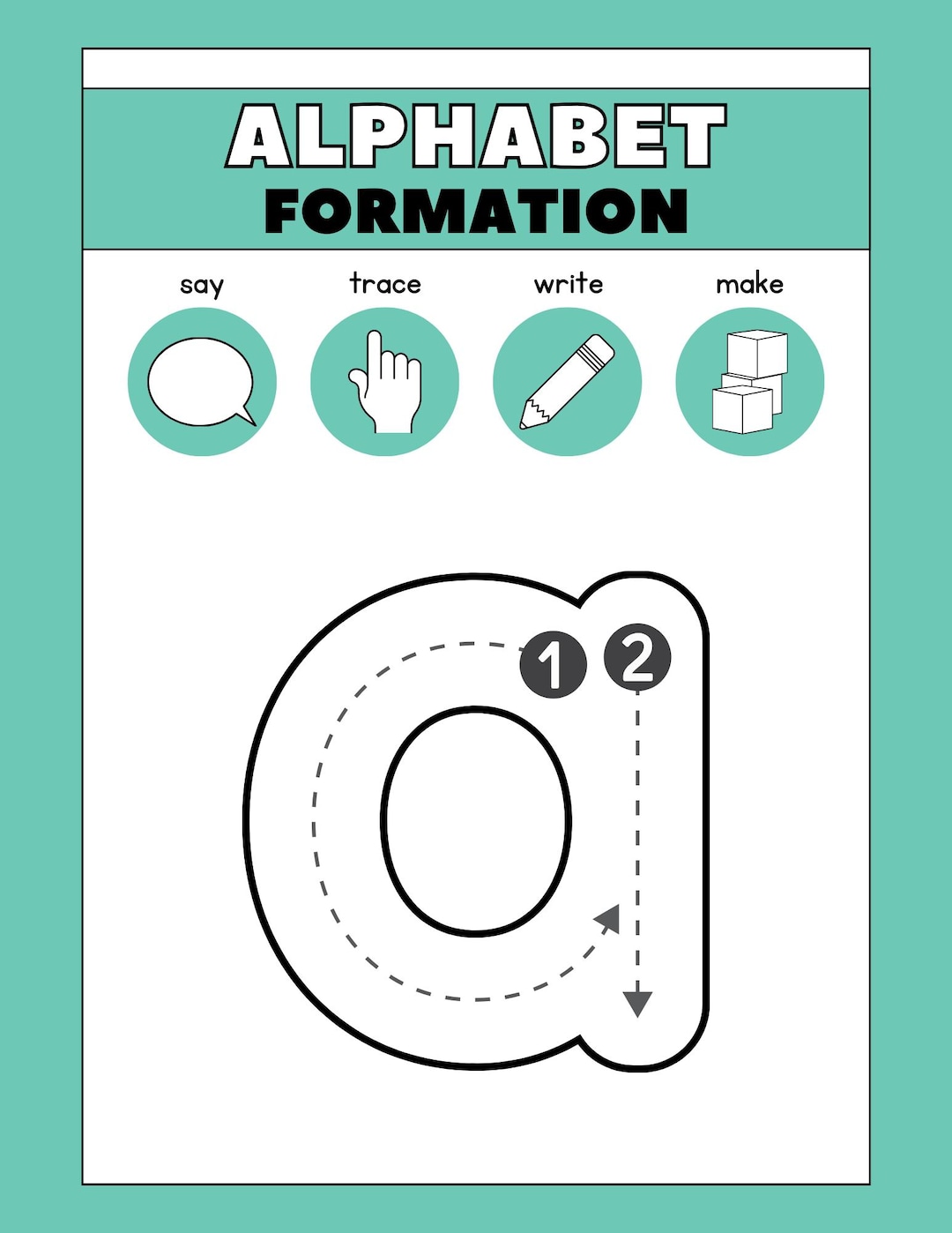 Kid's Lowercase Alphabet Letters for Tracing - 26 Sheets - Instant ...