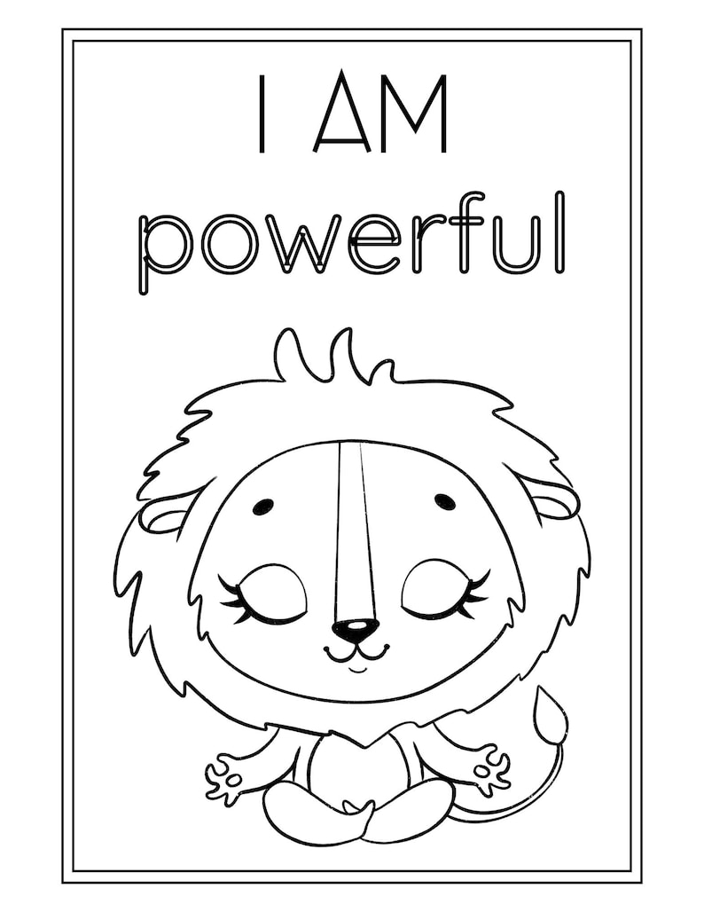 Positive Affirmation Animal Coloring Pages for Kids – Instant Download ...