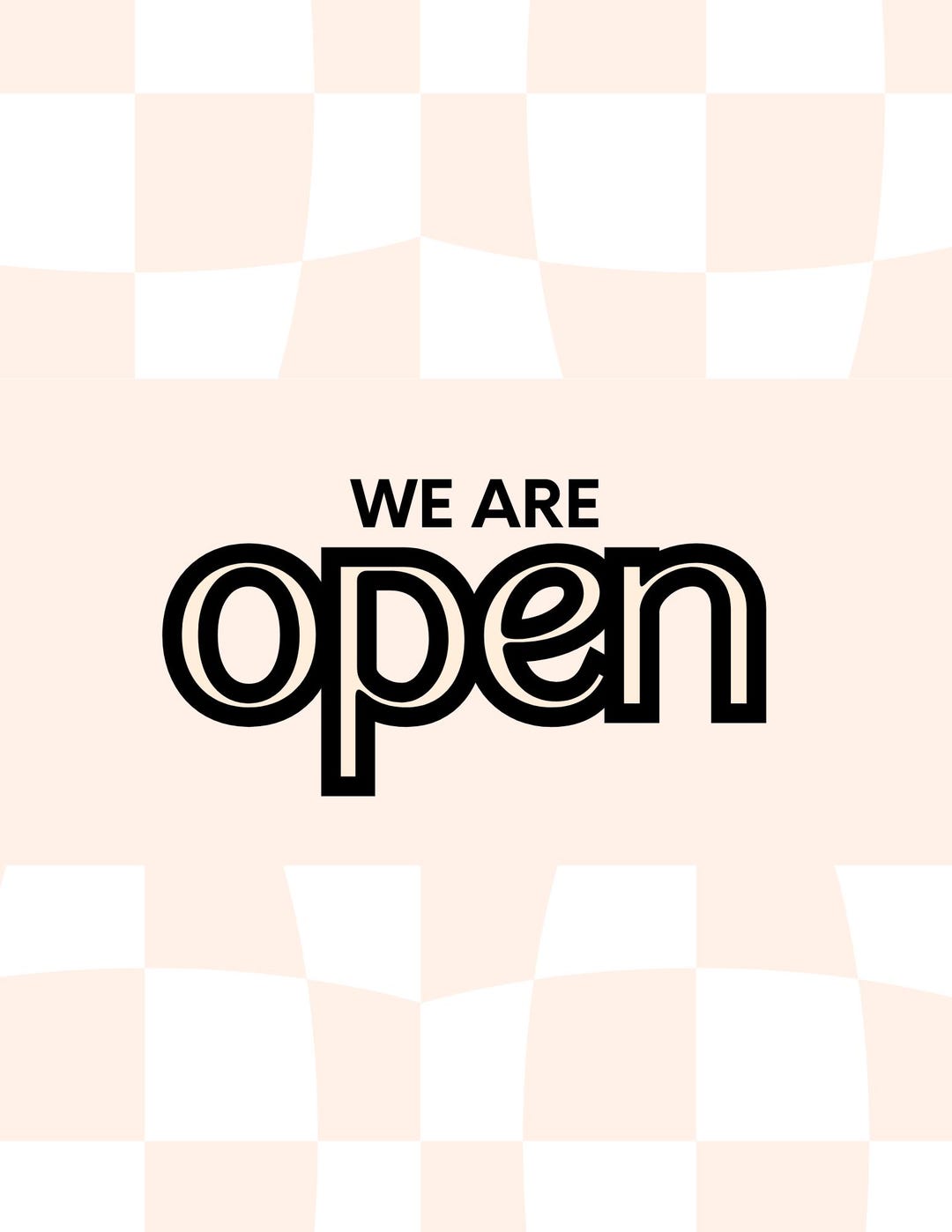 We Are Open / We Are Closed Signs for Business Retro Checkered ...