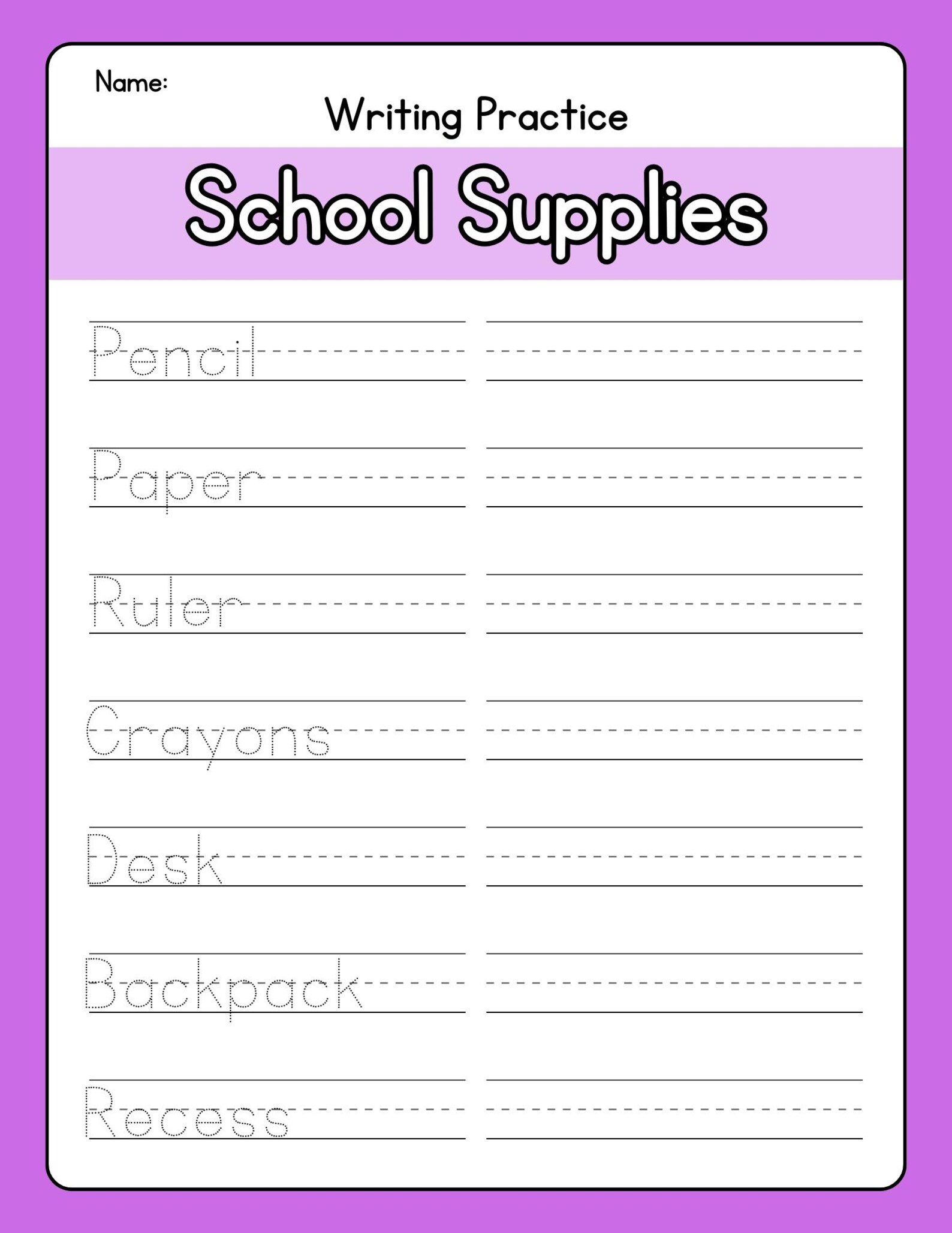 Printable Writing Practice Worksheets for Kids – 10-pages of Tracing ...