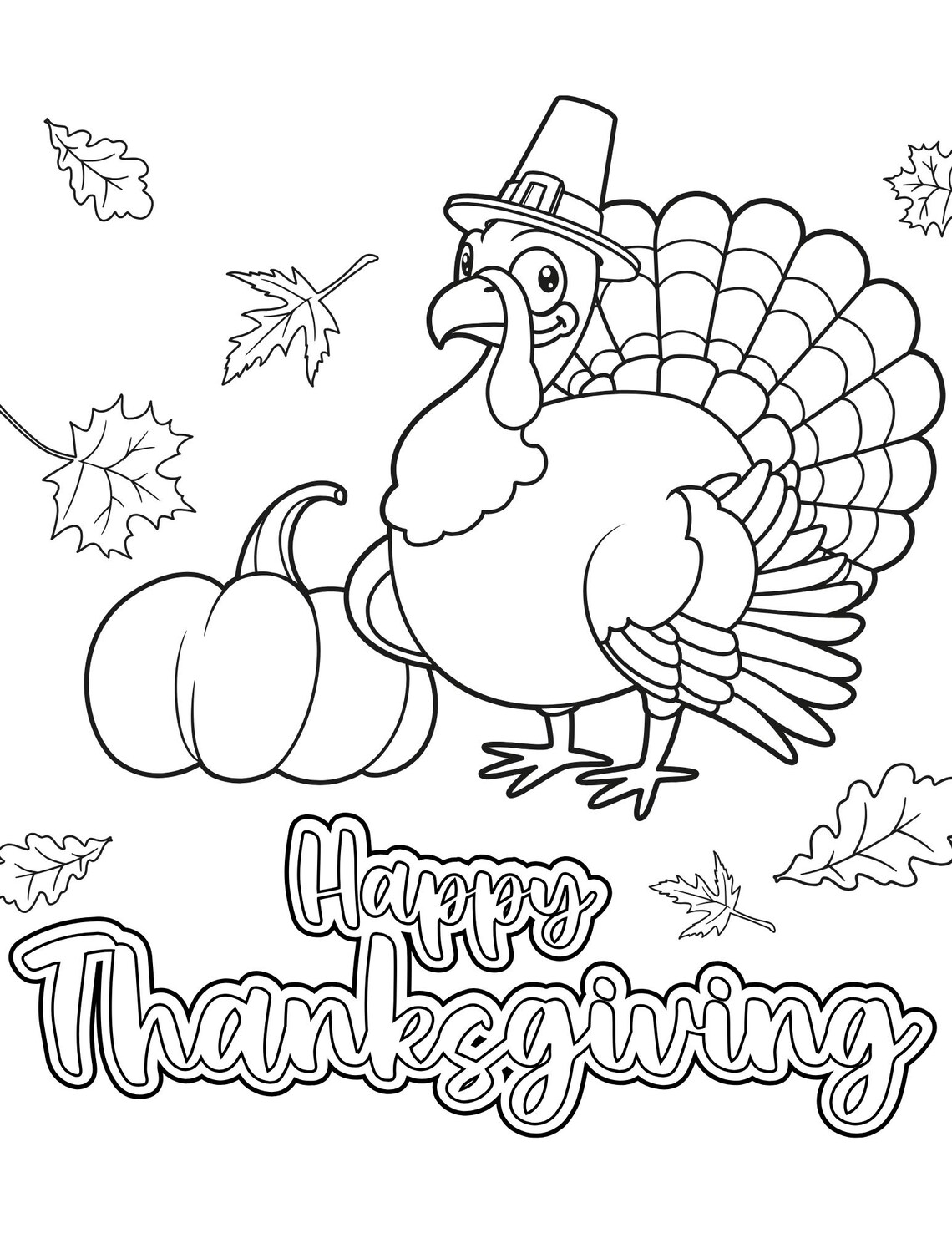 Thanksgiving Coloring Pages for Kids Bundle of 5 PDF Print Instant ...