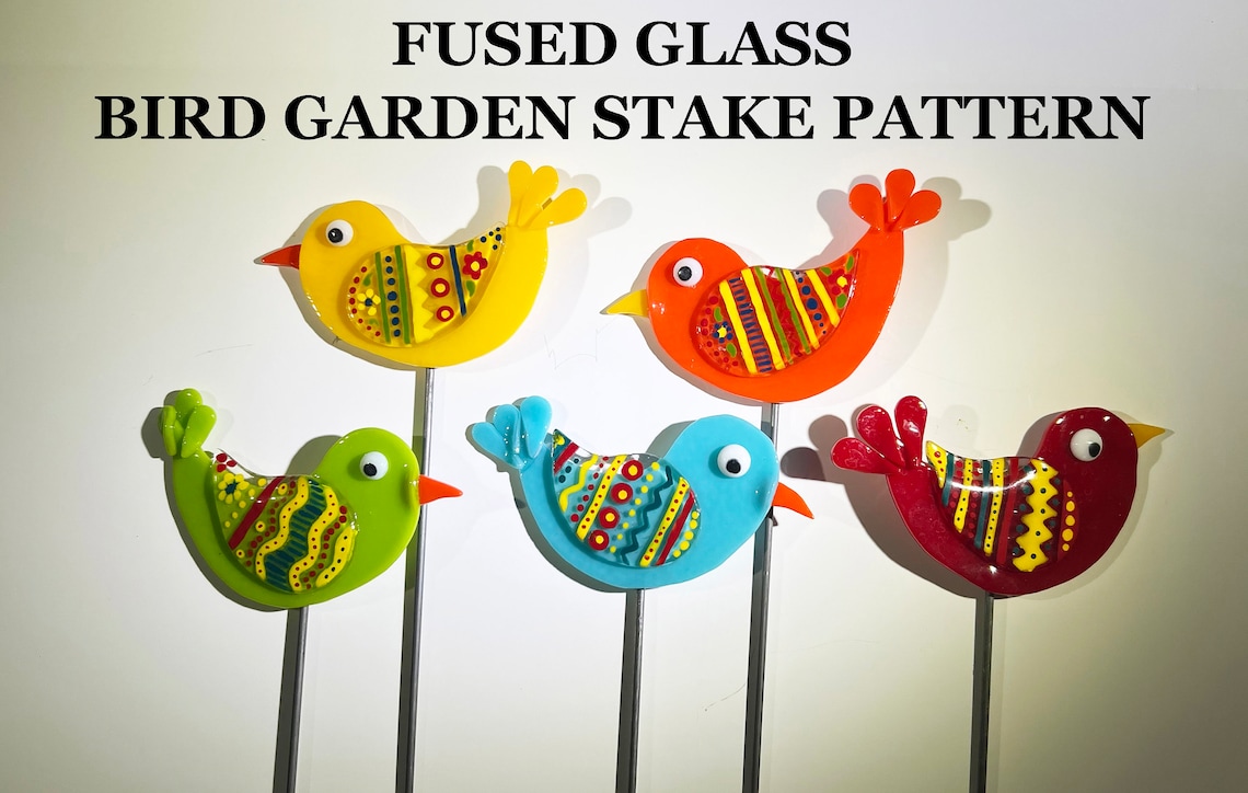 Fused Glass Bird Garden Stake Pattern - Etsy
