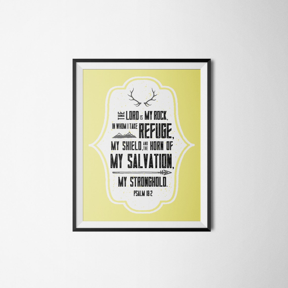 DIY Mustard the Lord is My Refuge Religious Printable Word Art 8x10 ...