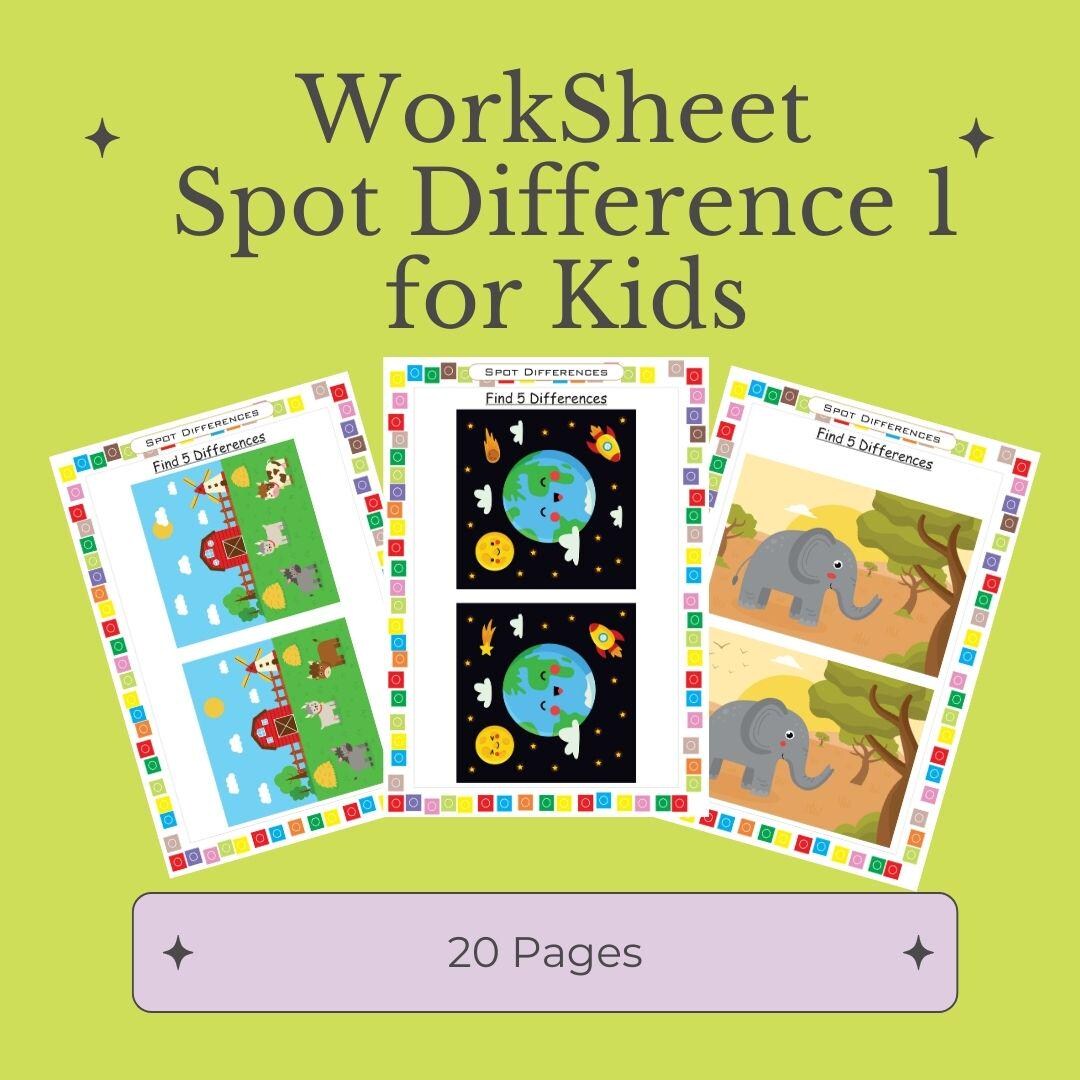 Worksheet Spot the Difference for Kids 1 - Etsy