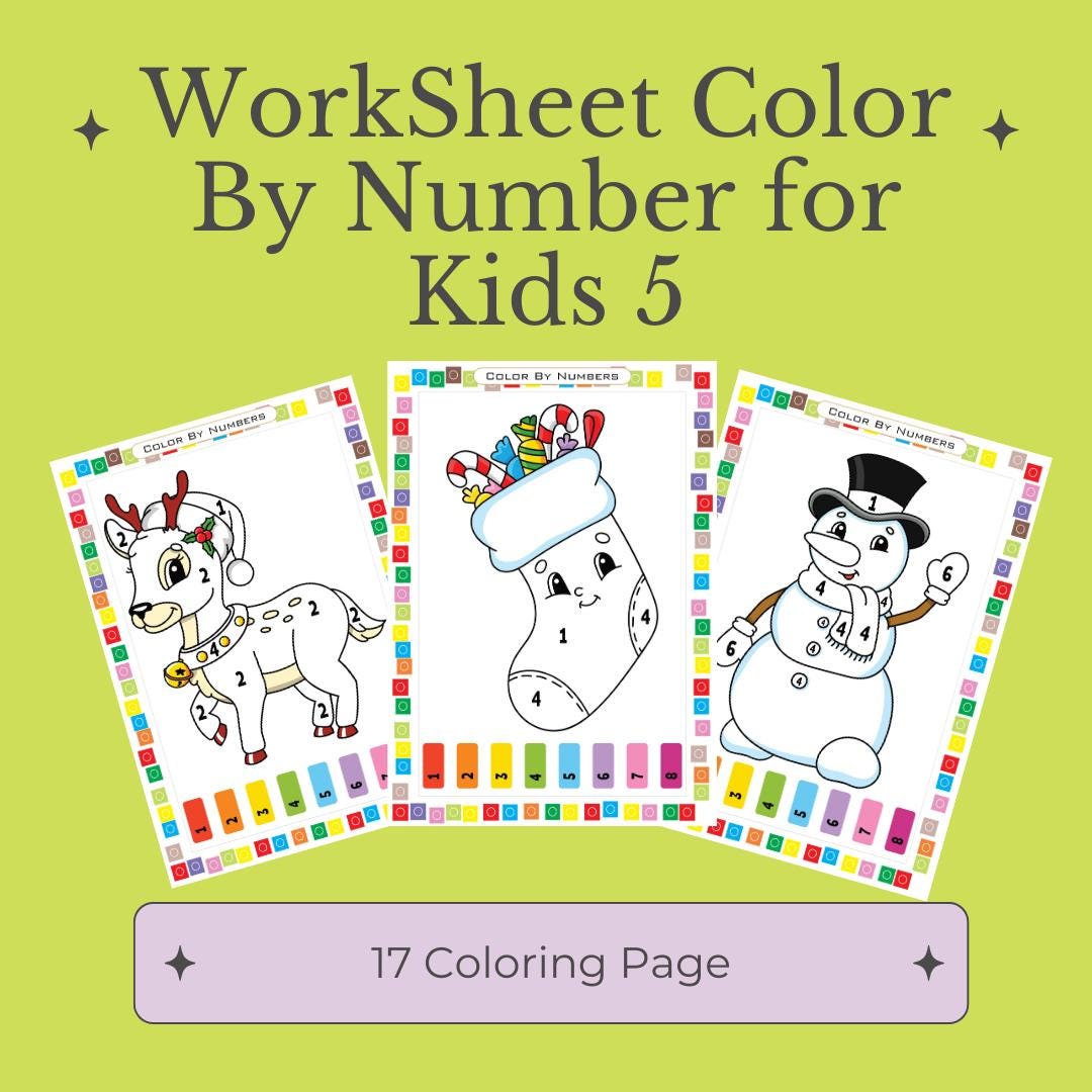 Color by Number 5 Ebook for Kids Learning - Etsy
