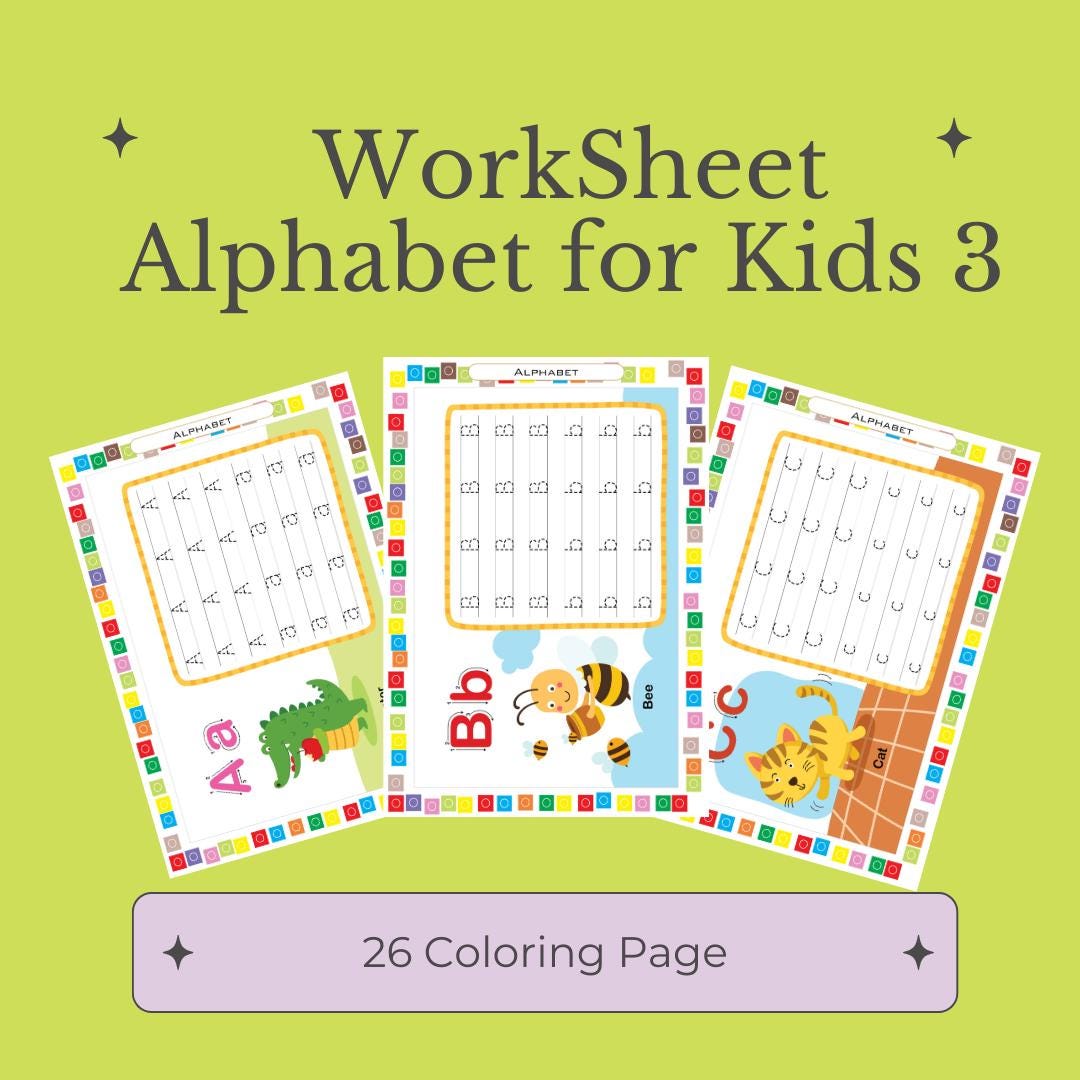 Worksheet Alphabet for Kids 3 - Etsy