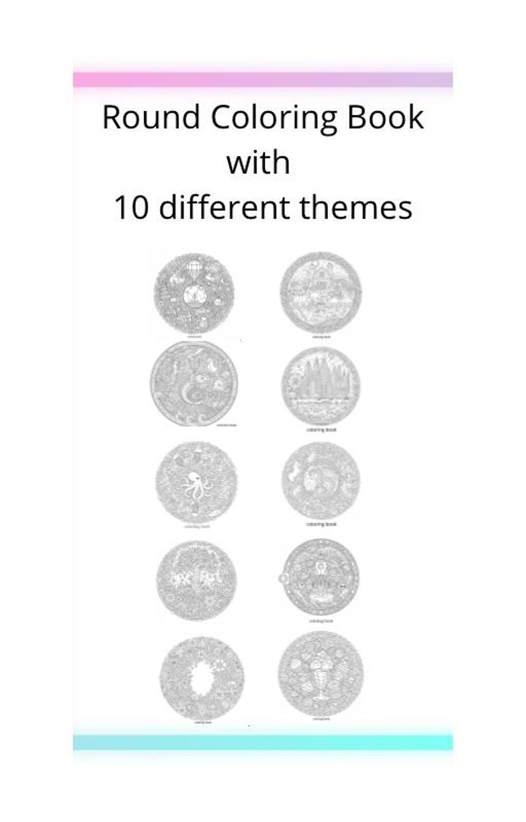 Round Coloring Book With 10 Different Themes - Etsy