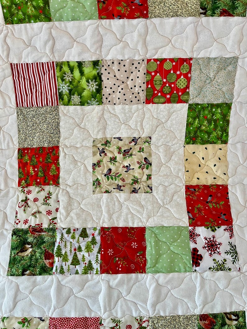 Christmas Quilt, Throw, Bedding, Blanket, Traditional Patchwork ...
