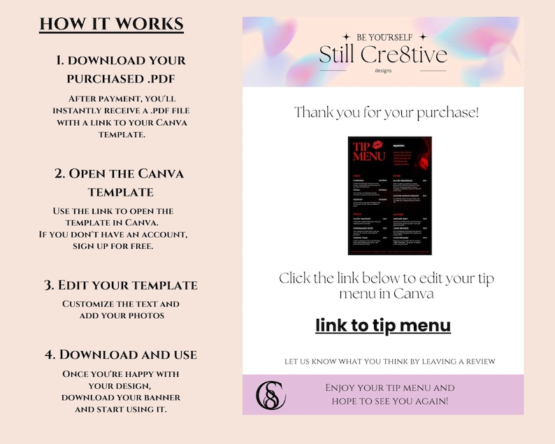 Customizable Onlyfans Tip Menu Template | Editable Canva Tip Jar Menu ...