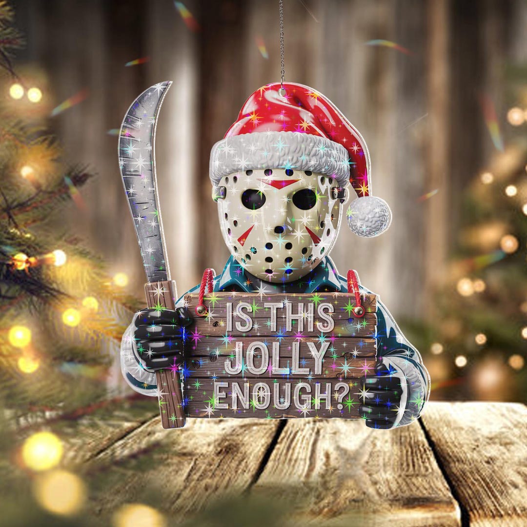 Holographic Jason Voorhees Christmas Ornament, Creepy Horror Holiday ...