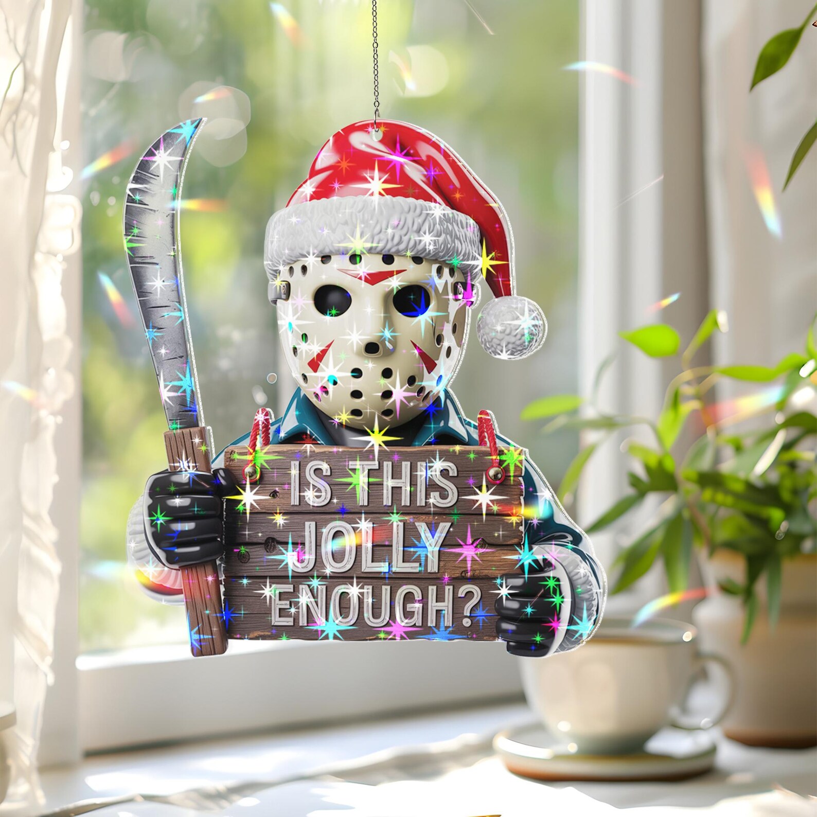 Holographic Jason Voorhees Christmas Ornament, Creepy Horror Holiday ...