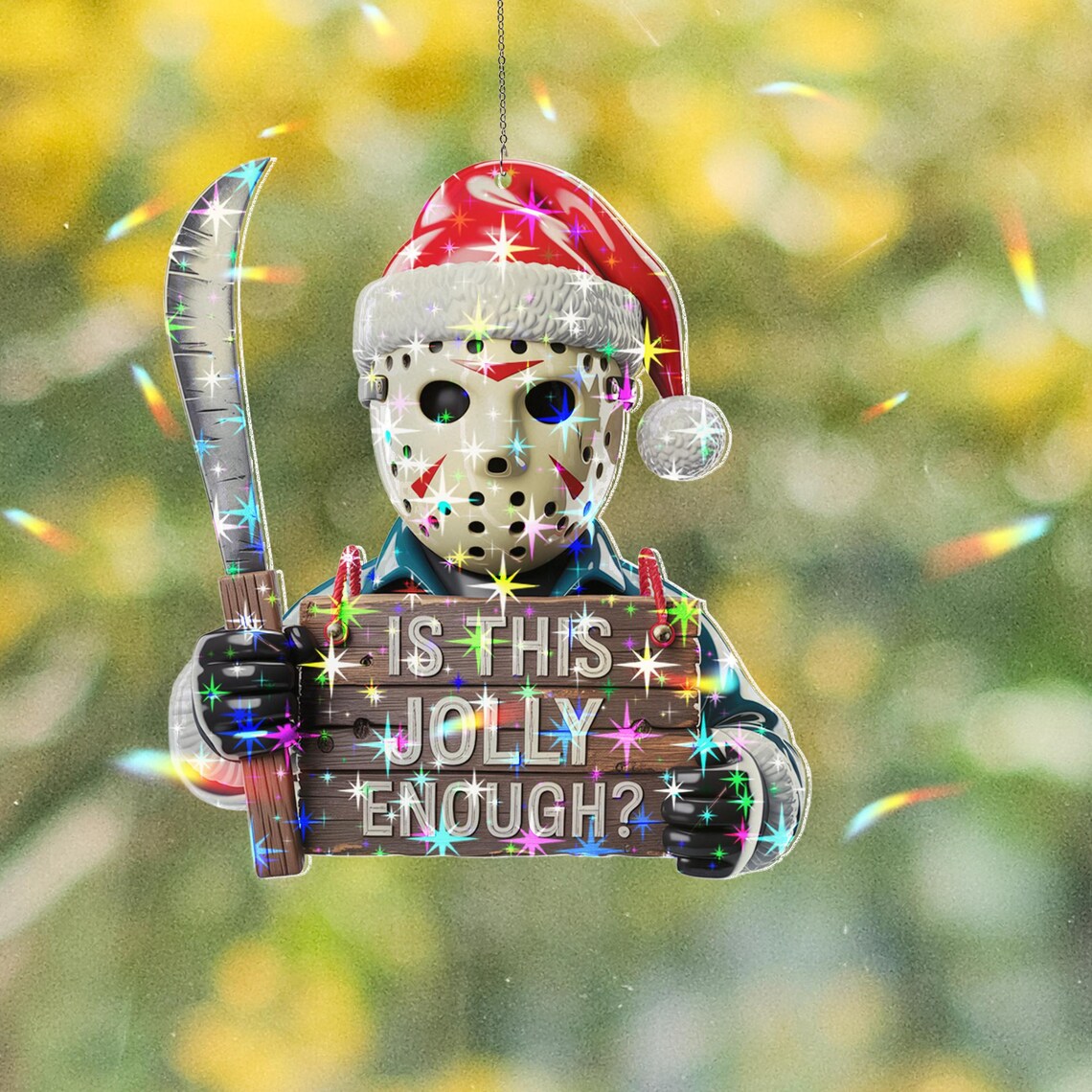 Holographic Jason Voorhees Christmas Ornament, Creepy Horror Holiday ...