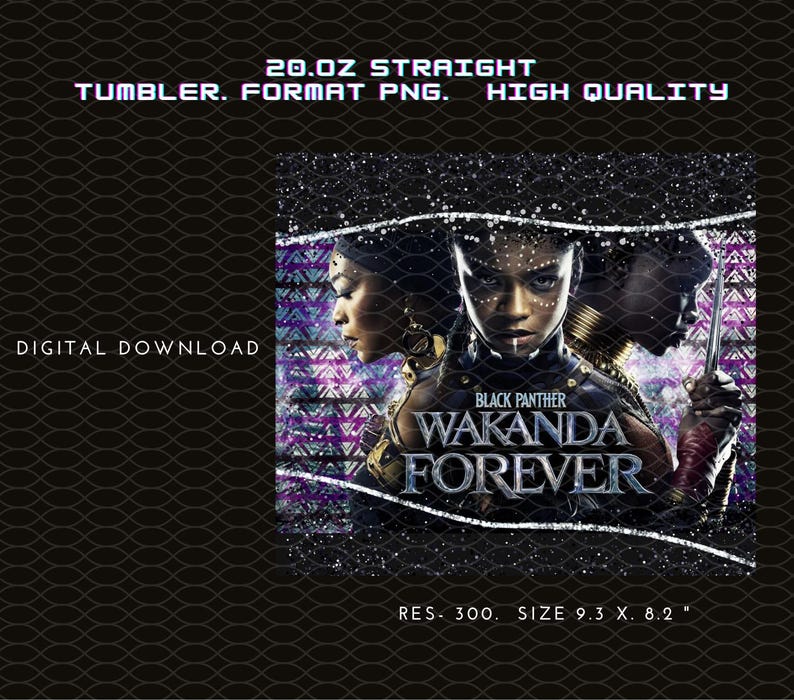 Wakanda, Wakanda Forever, Black Panther Tumbler Wrap Design for 20oz ...