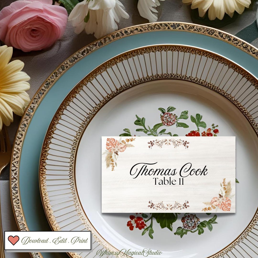 Editable Wedding Place Cards | Wedding Table Number | Tent & Flat Name ...