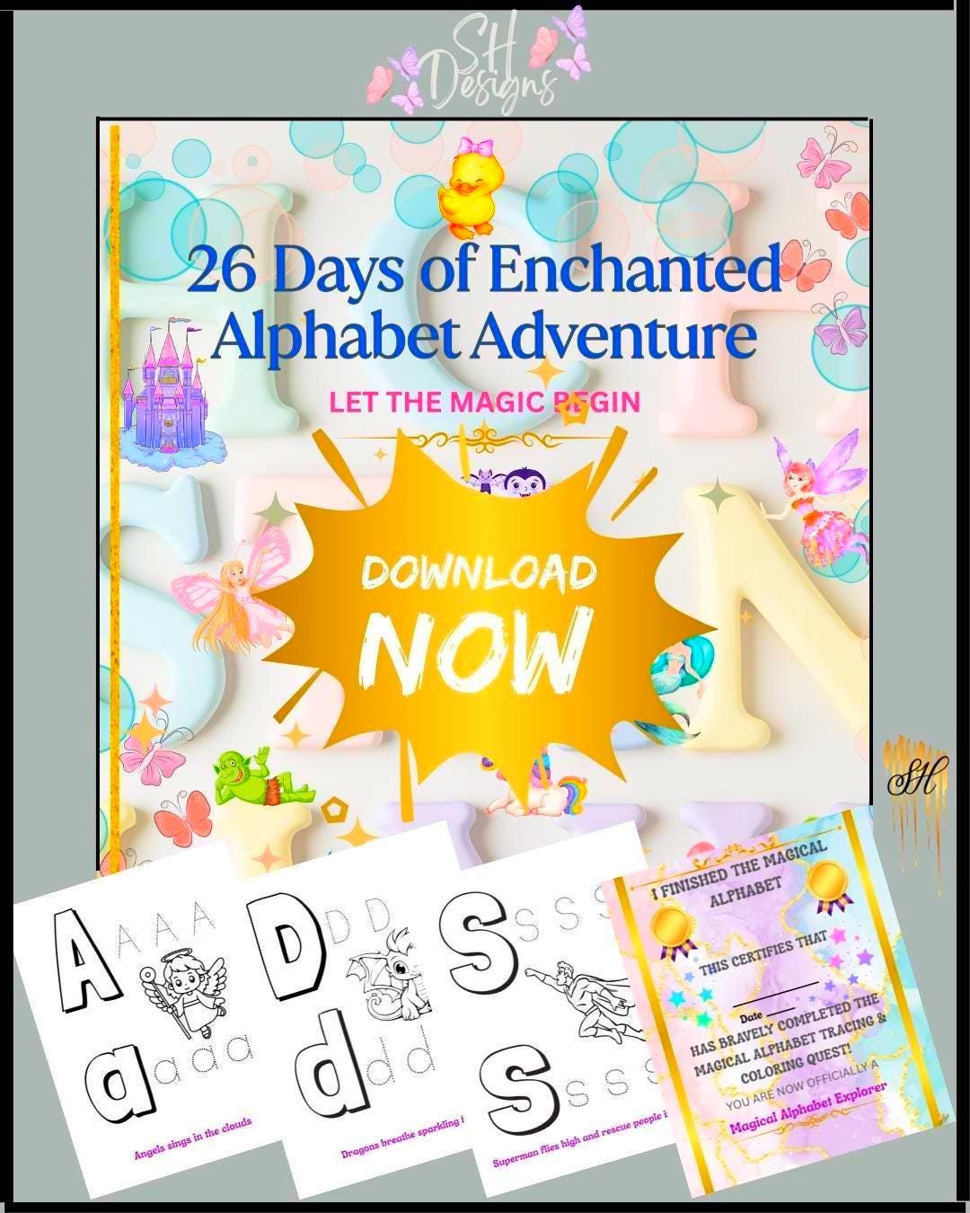 Magical Alphabet Tracing & Coloring Book for Kids | A-Z Fantasy ...