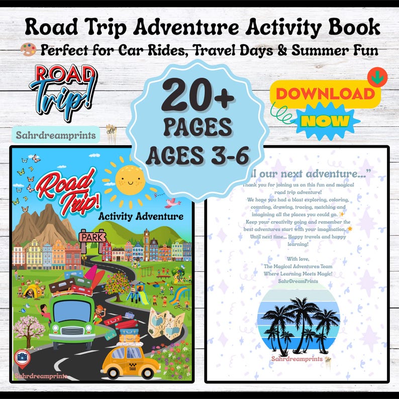 Road Trip Activity Book for Kids: Travel Games & Coloring Pages (ages 3 ...