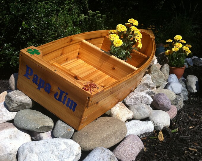 Nautical Wooden Outdoor Landscape All Cedar Boat Garden Planter Lawn or ...