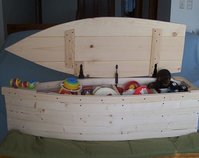 Wood Boat Toy Box Nautical Chest Hand Crafted Bookshelf Canoe - Etsy
