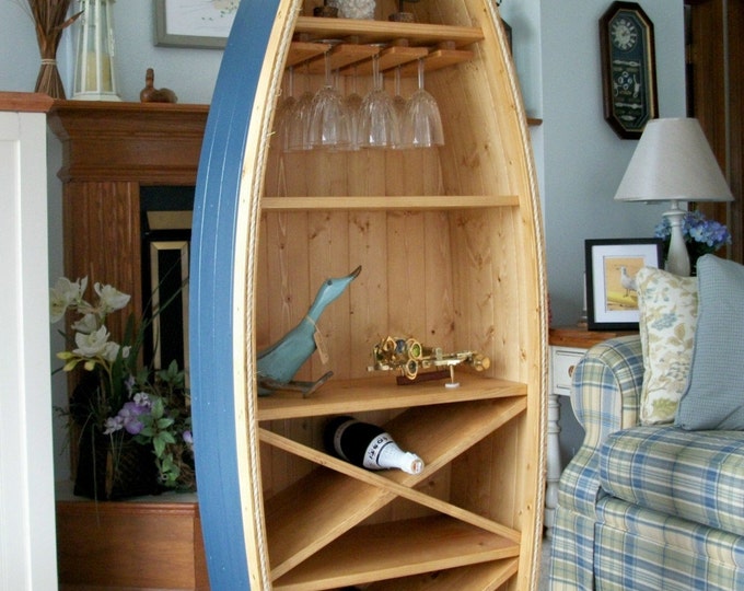 6 Ft Boat Wine Rack Glass Holder Bookcase Shelf Canoe Hand Crafted ...