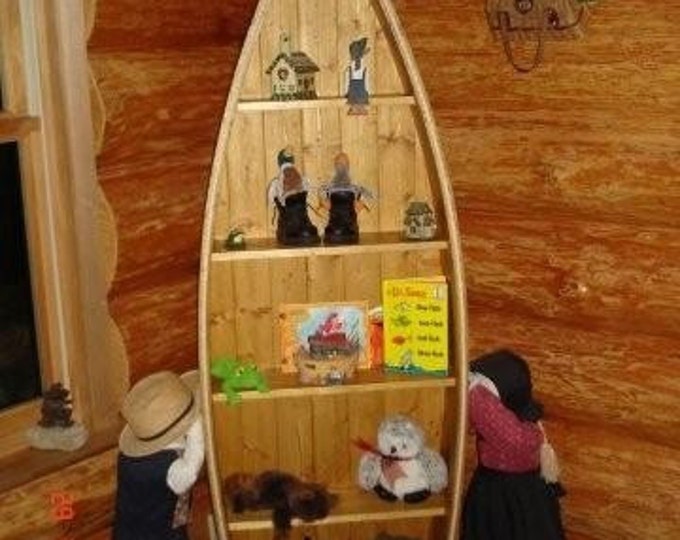 6 Foot Handcrafted Wood Knotty Pine Row Boat Bookcase Bookshelf ...