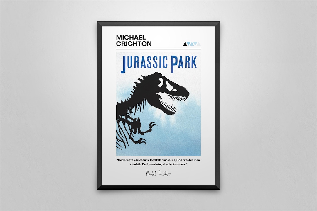 Jurassic Park Book Cover Poster Michael Crichton Minimalist Book Poster Custom Book Poster