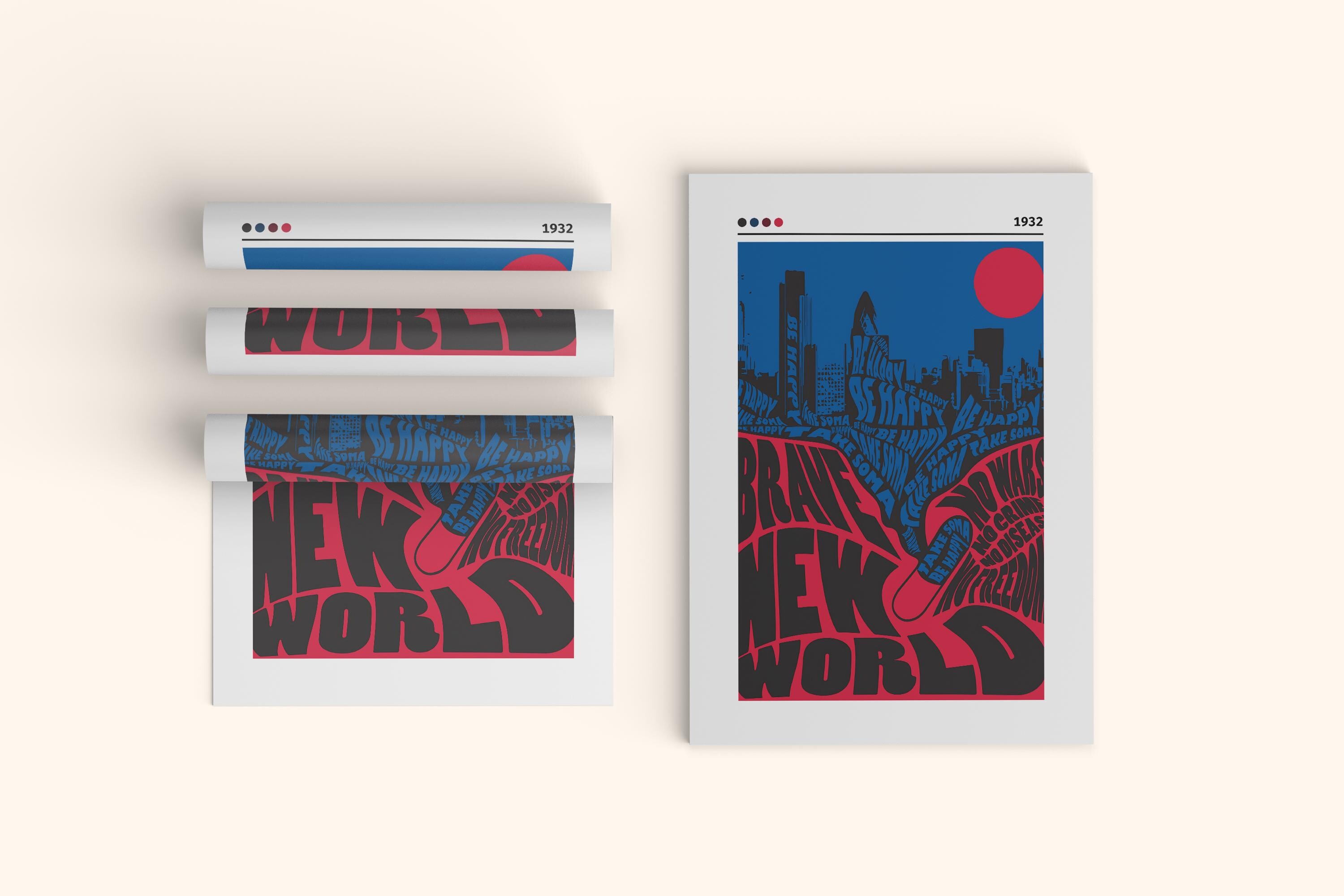 Brave New World Book Cover Poster | Aldous Huxley | Minimalist Book ...
